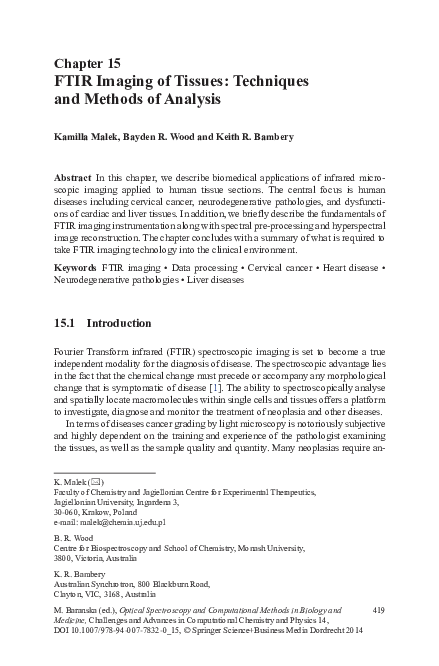 (PDF) FTIR Imaging of Tissues: Techniques and Methods of Analysis ...