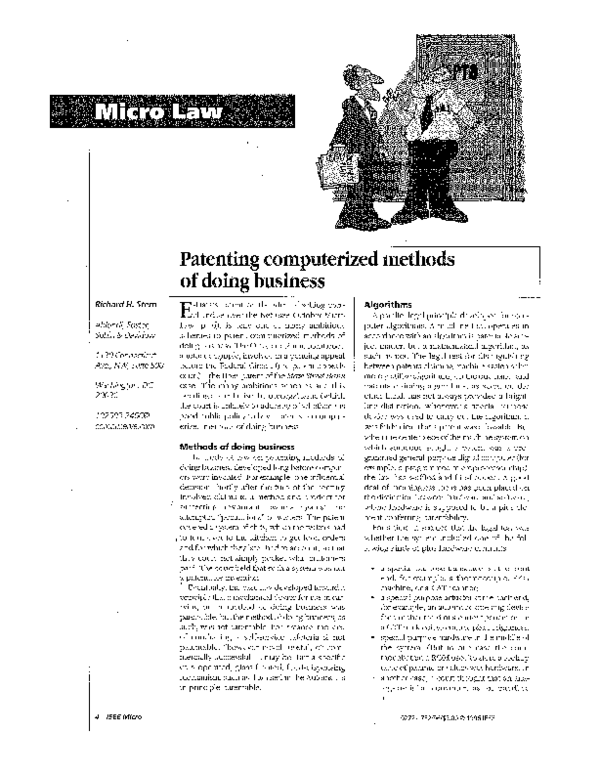(PDF) Micro law: patenting computerized methods of doing business