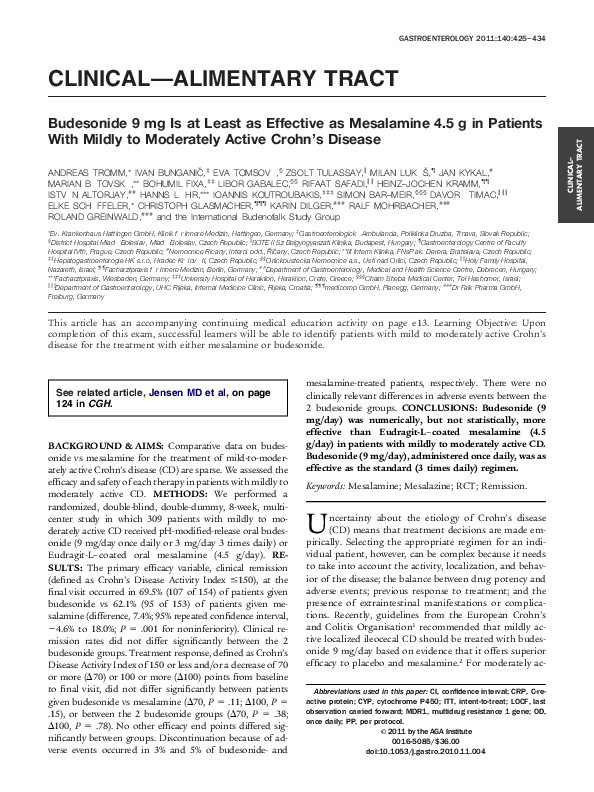 (PDF) Budesonide 9 mg Is at Least as Effective as Mesalamine 4.5 g in ...