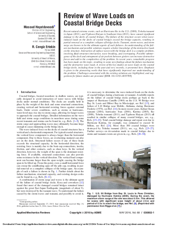 (PDF) Review of Wave Loads on Coastal Bridge Decks
