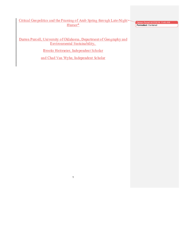 (PDF) Critical Geopolitics and the Framing of Arab Spring through Late ...