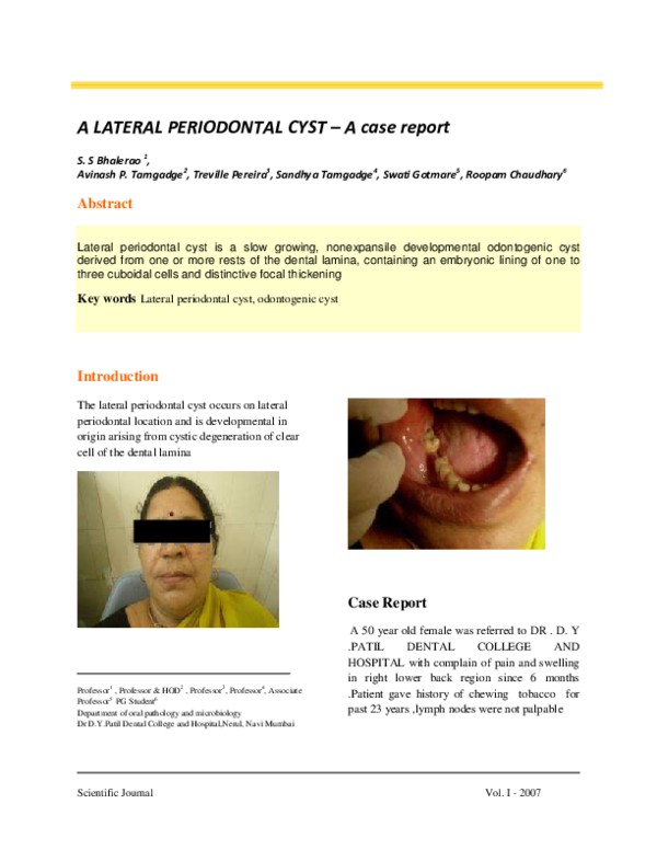 (PDF) Lateral periodontal cyst: a case report