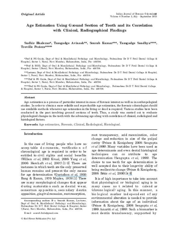 (PDF) A modified Gustafson method of age estimation from teeth ...