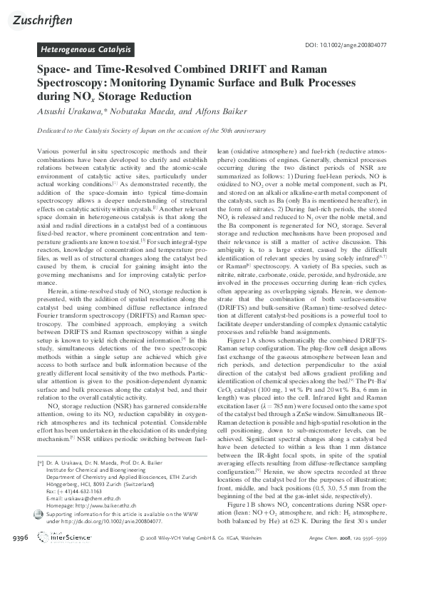 (PDF) Space- and Time-Resolved Combined DRIFT and Raman Spectroscopy: Monitoring Dynamic Surface ...