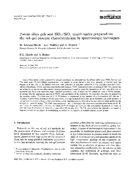 (PDF) Porous silica gels and TiO2/SiO2 mixed oxides prepared via the sol-gel process ...