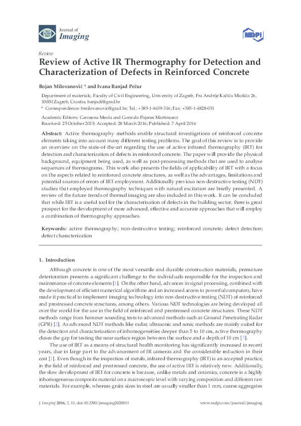 Pdf Imaging Review Of Active Ir Thermography For Detection And Characterization Of Defects In