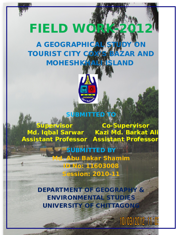 (DOC) A GEOGRAPHICAL STUDY ON TOURIST CITY COX’S BAZAR AND MOHESHKHALI ...