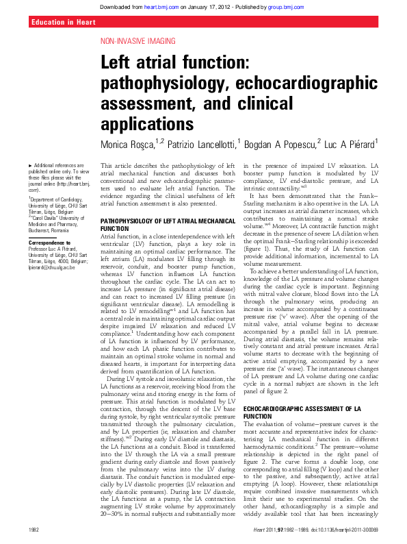 (PDF) Left atrial function: pathophysiology, echocardiographic ...