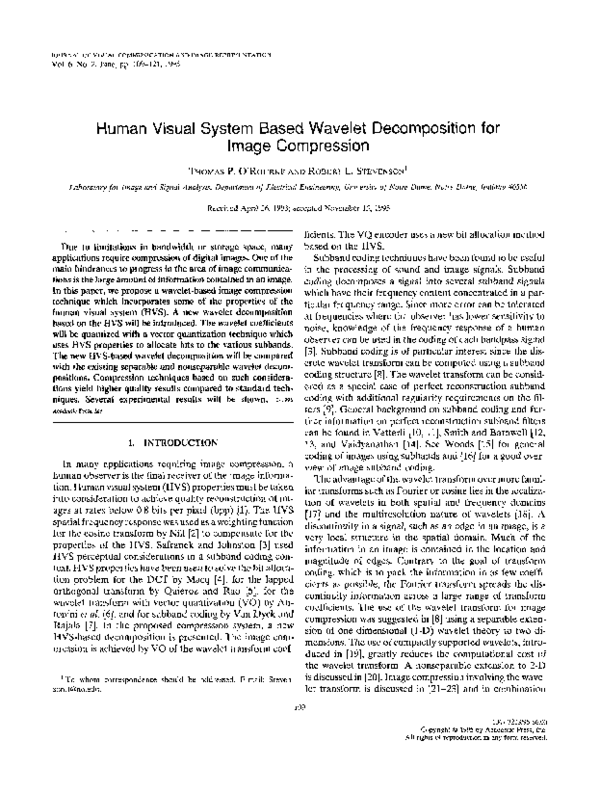 (PDF) Human Visual System Based Wavelet Decomposition for Image Compression