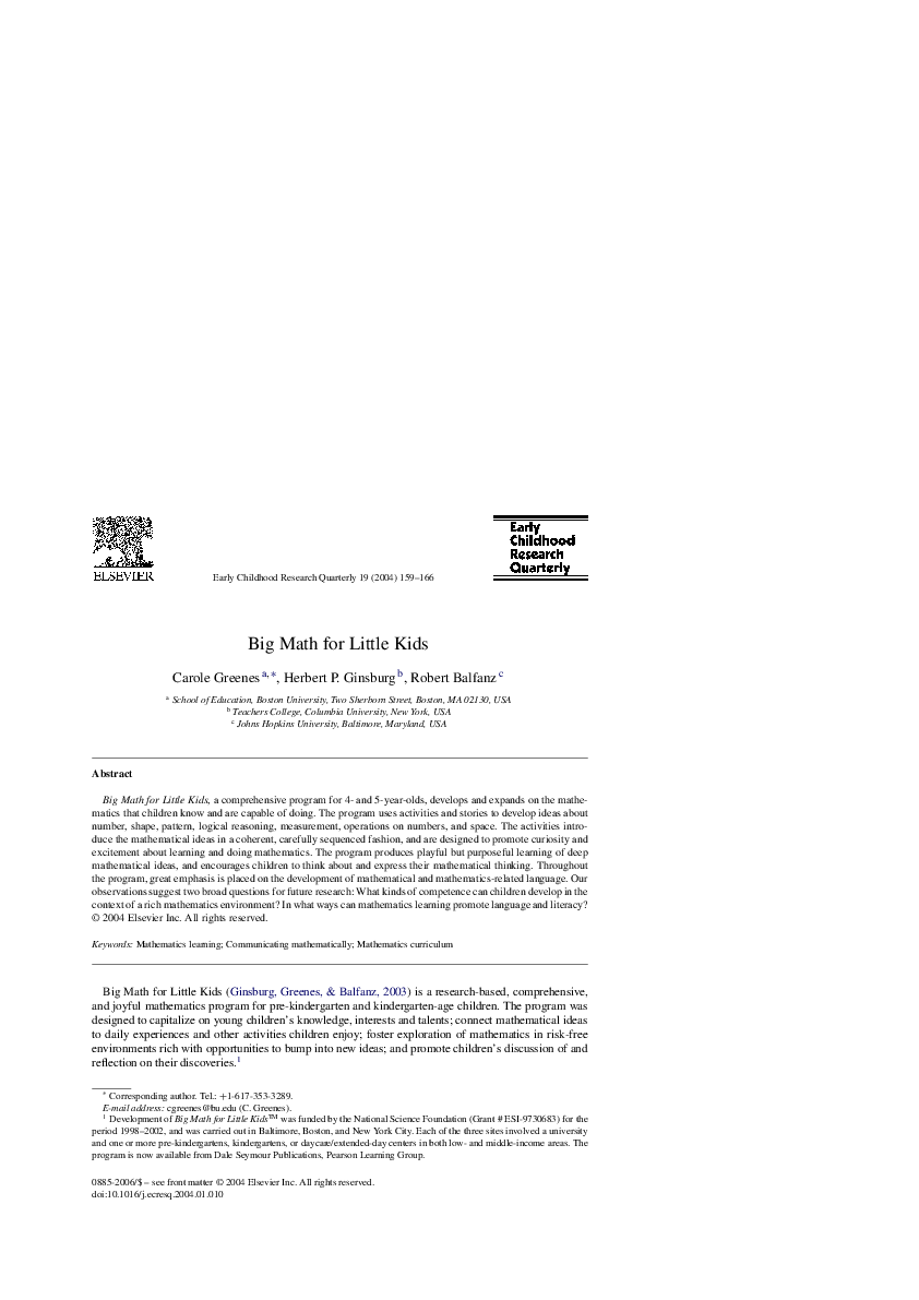 (PDF) Big Math for Little Kids