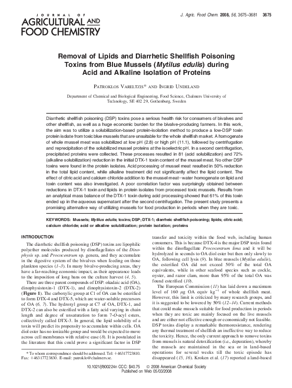 (PDF) Removal of Lipids and Diarrhetic Shellfish Poisoning Toxins from ...