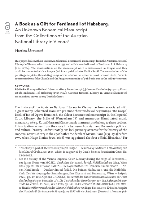 (PDF) A Book as a Gift for Ferdinand I of Habsburg. An Unknown ...