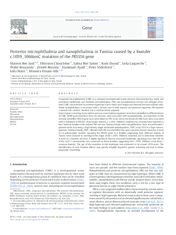 (PDF) Posterior microphthalmia and nanophthalmia in Tunisia caused by a ...