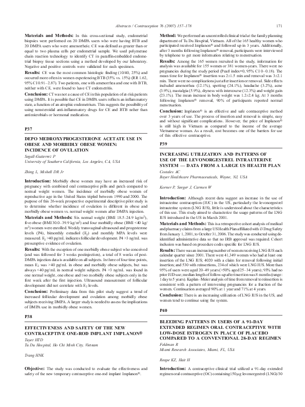 (PDF) Effectiveness and safety of the new contraceptive one-rod implant ...