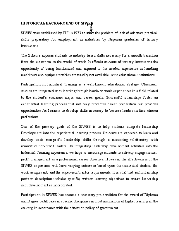 (DOC) My Siwes Report