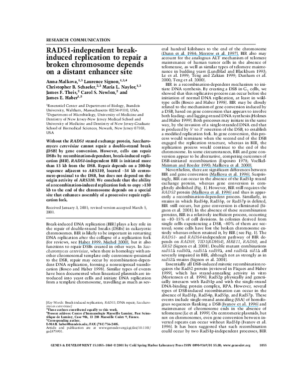 (PDF) RAD51-independent break-induced replication to repair a broken ...