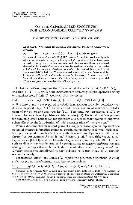 Pdf On The Generalized Spectrum For Second Order Elliptic Systems Chris Cosner