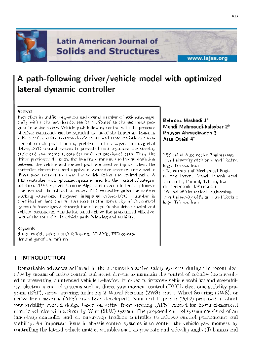 (PDF) A path-following driver/vehicle model with optimized lateral ...