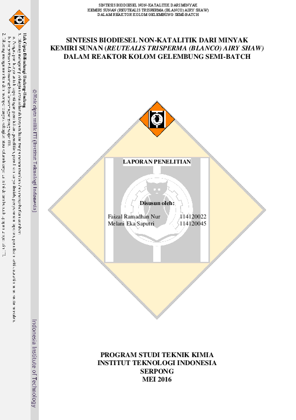 (PDF) SINTESIS BIODIESEL NON-KATALITIK DARI MINYAK KEMIRI SUNAN ...