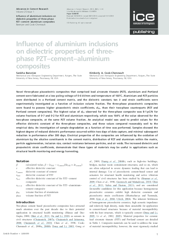 (PDF) Influence of aluminium inclusions on dielectric properties of ...