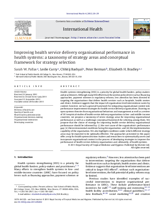 (PDF) Improving health service delivery organisational performance in ...