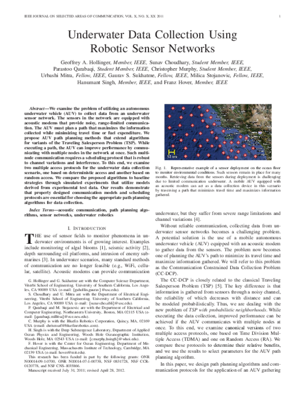 Pdf Underwater Data Collection Using Robotic Sensor Networks