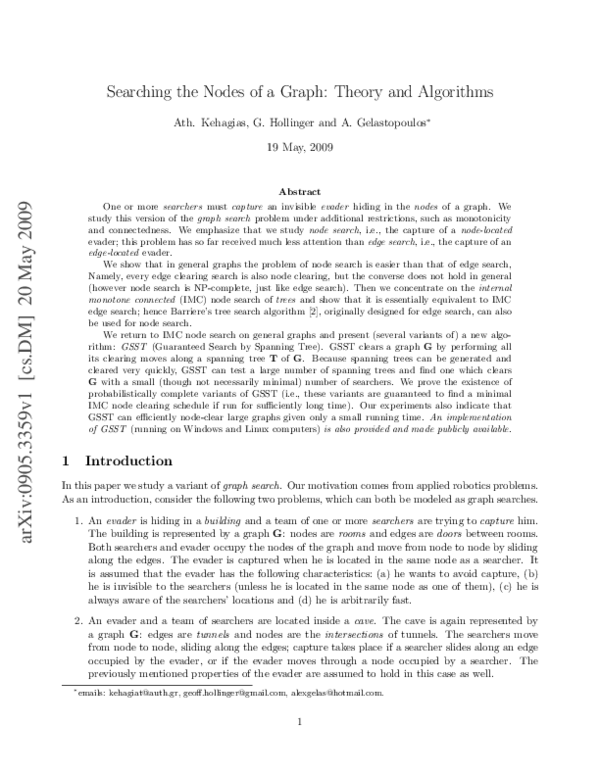 (PDF) Searching the nodes of a graph: theory and algorithms
