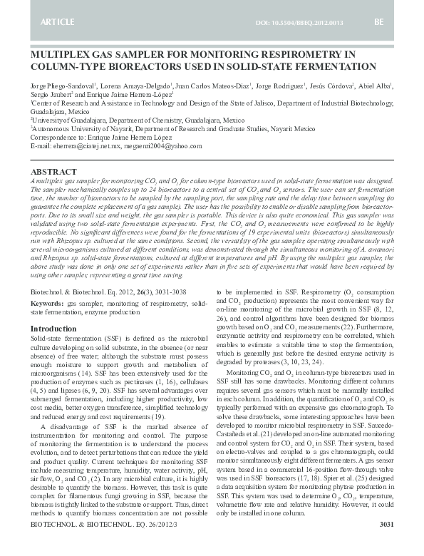 (PDF) MULTIPLEX GAS SAMPLER FOR MONITORING RESPIROMETRY IN COLUMN-TYPE ...