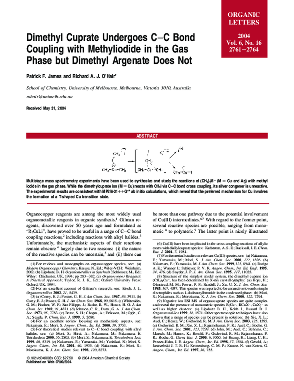(PDF) Dimethyl Cuprate Undergoes C−C Bond Coupling with Methyliodide in ...