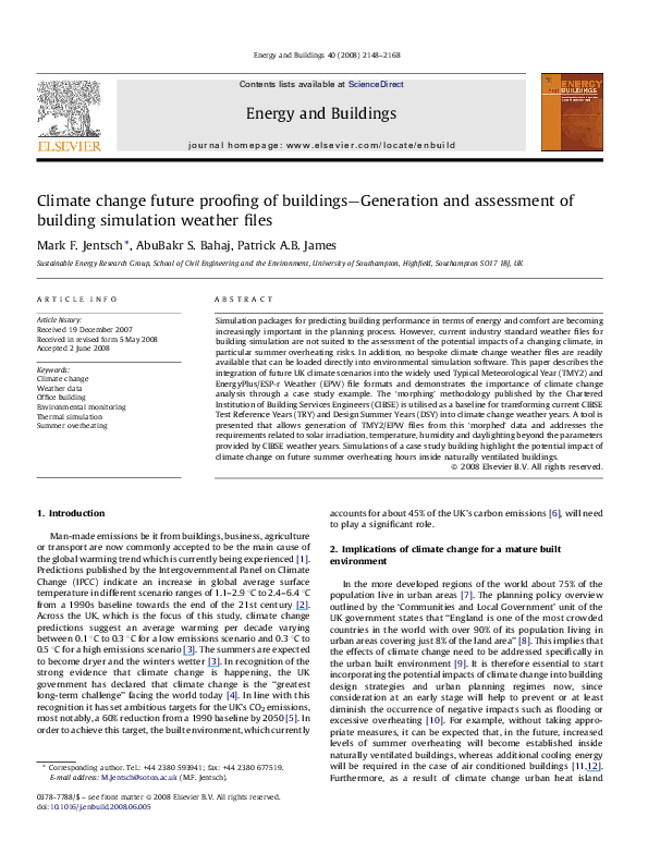 (PDF) Climate change future proofing of buildings—Generation and ...