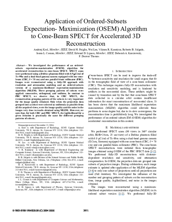 Pdf Development Of A Fully 3d System Model In Iterative Expectation Maximization