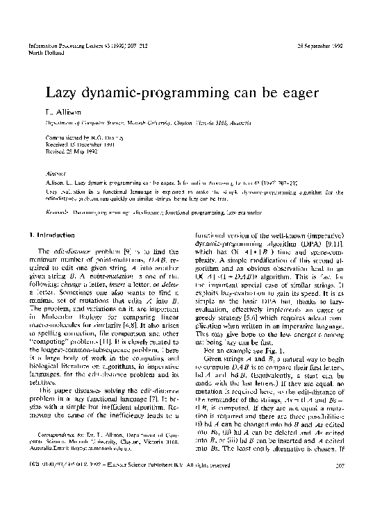 (PDF) Lazy dynamic-programming can be eager