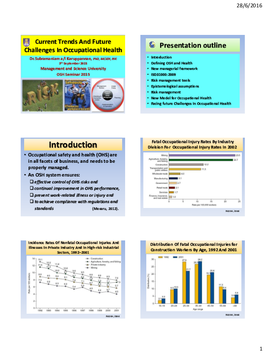 (PDF) Current Trends And Future Challenges In Occupational Health