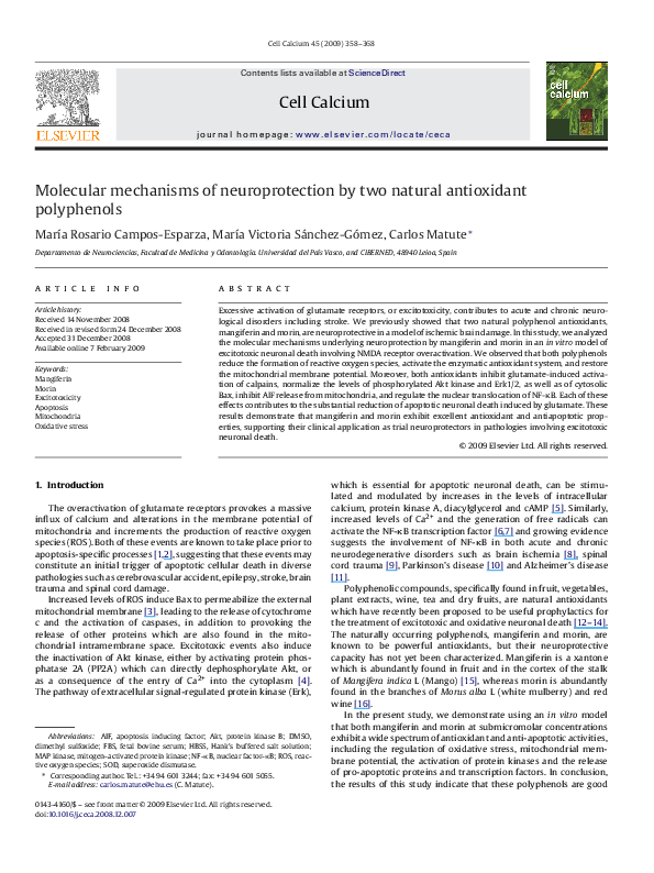 (PDF) Molecular mechanisms of neuroprotection by two natural antioxidant polyphenols