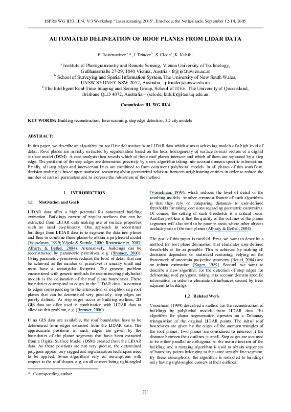 (PDF) Automated Delineation of Roof Planes from Lidar Data