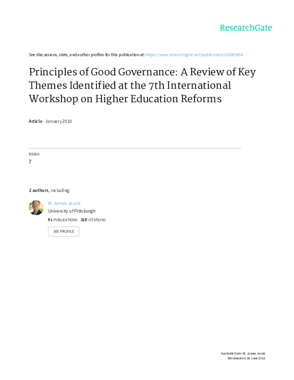 (PDF) Principles of Good Governance: A Review of Key Themes Identified ...
