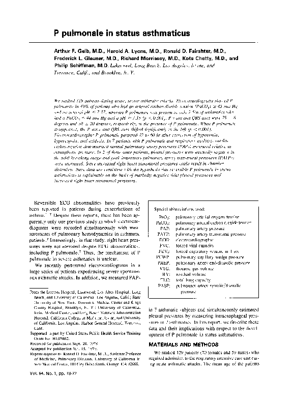 (PDF) P pulmonale in status asthmaticus