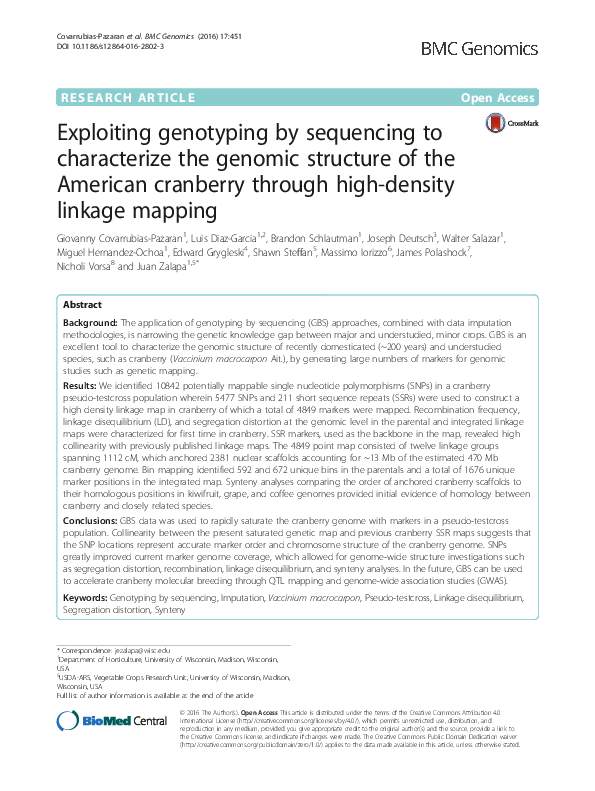 (PDF) Exploiting genotyping by sequencing to characterize the genomic structure of the American ...