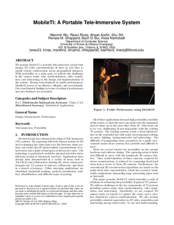(PDF) MobileTI: a portable tele-immersive system