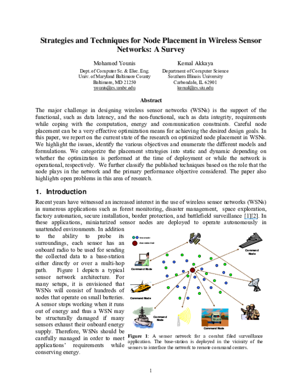(PDF) Strategies and techniques for node placement in wireless sensor networks: A survey