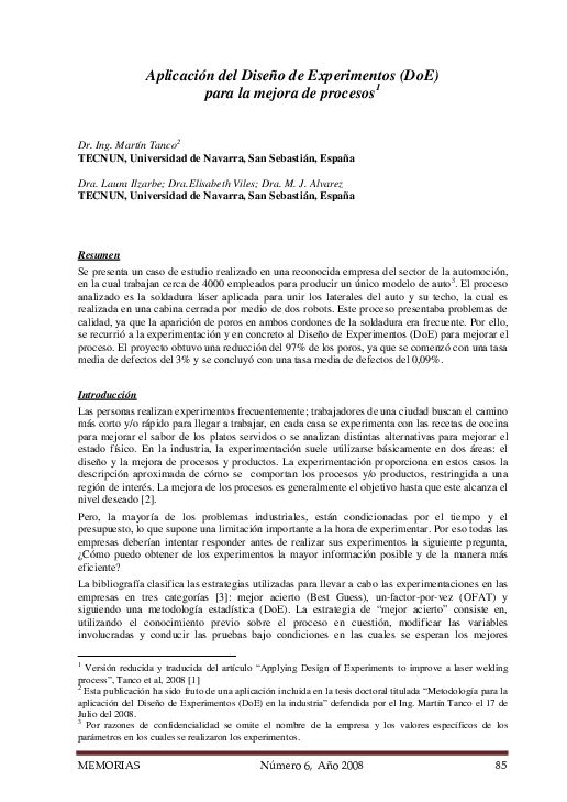 (PDF) Aplicación del Diseño de Experimentos (DoE) para la mejora de ...