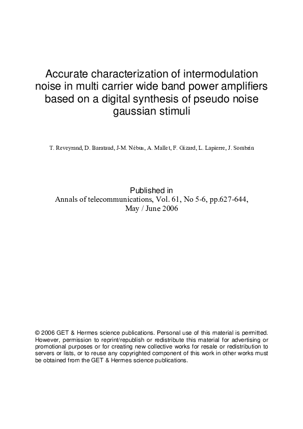 (PDF) Accurate characterization of intermodulation noise in multi ...