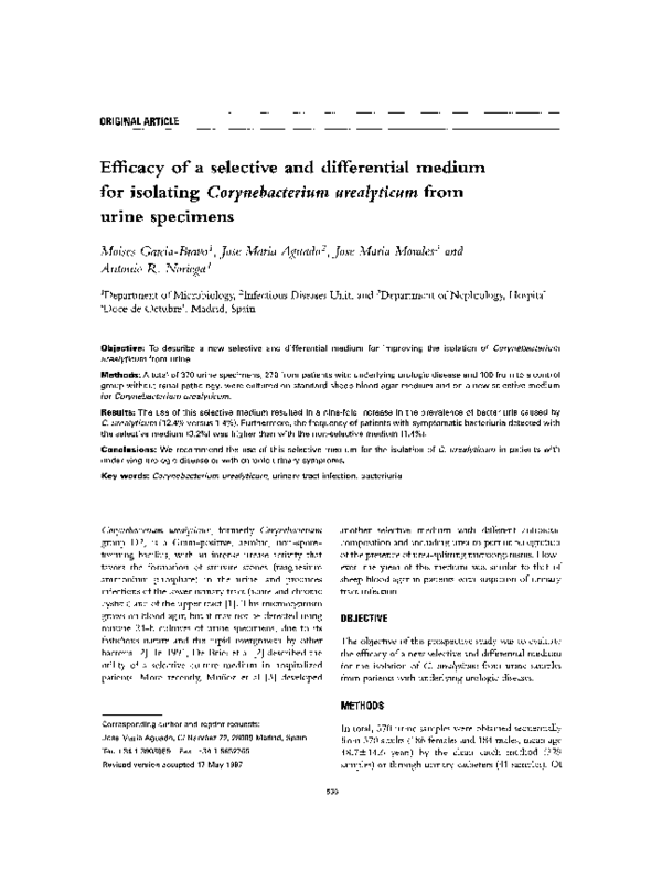 (PDF) Efficacy of a selective and differential medium for isolating ...
