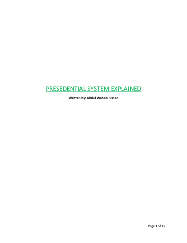 (PDF) PRESEDENTIAL SYSTEM EXPLAINED