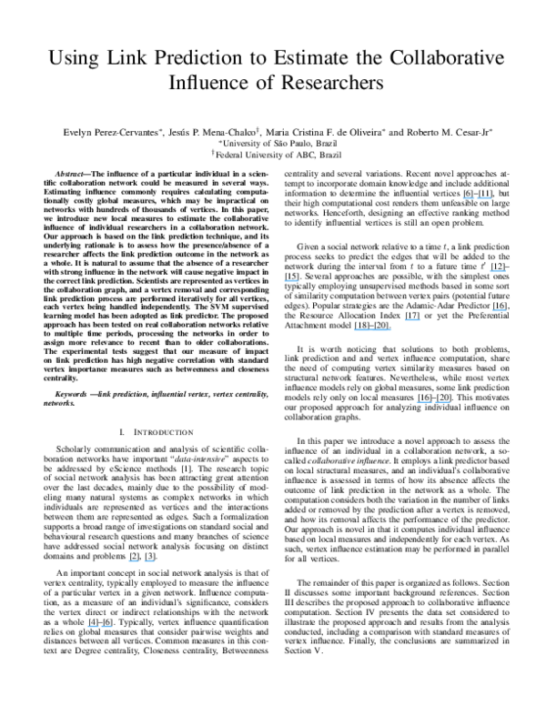 (PDF) Using Link Prediction to Estimate the Collaborative Influence of ...