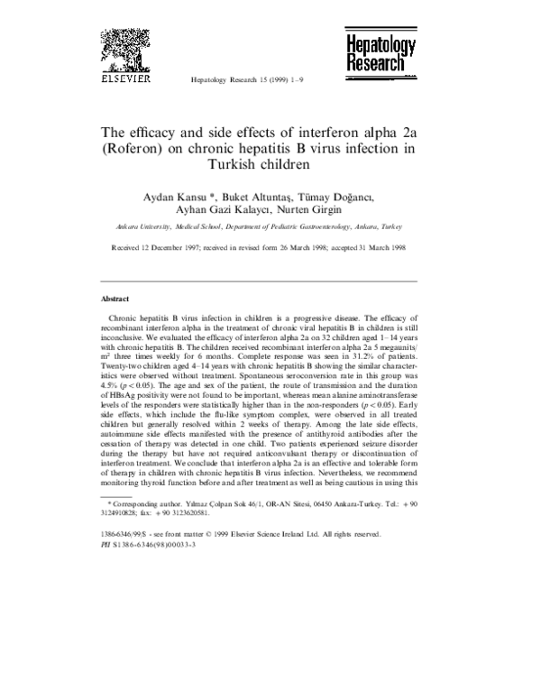 (PDF) The efficacy and side effects of interferon alpha 2a (Roferon) on ...