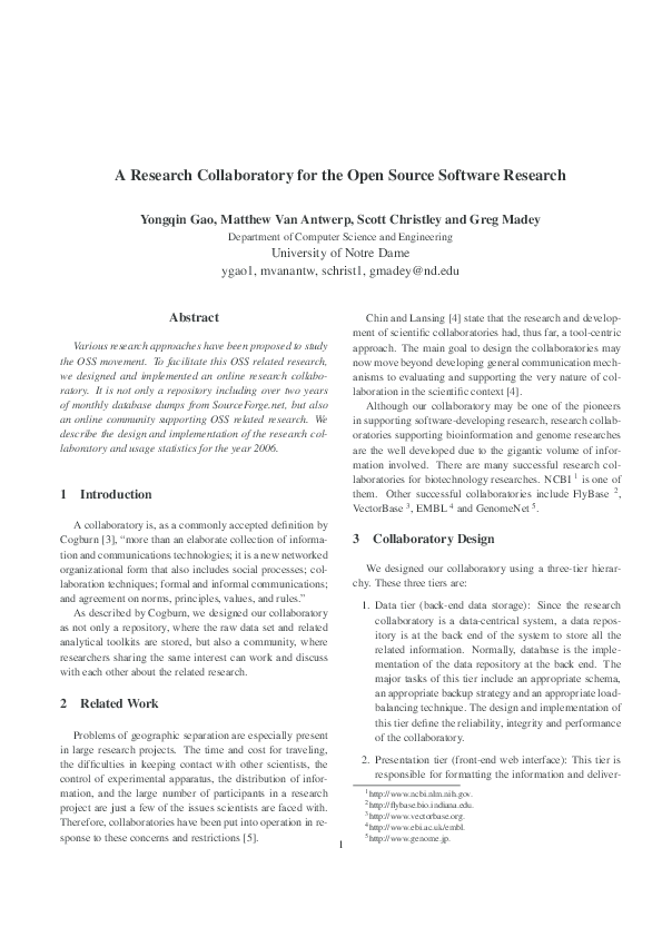 (PDF) A Research Collaboratory for Open Source Software Research