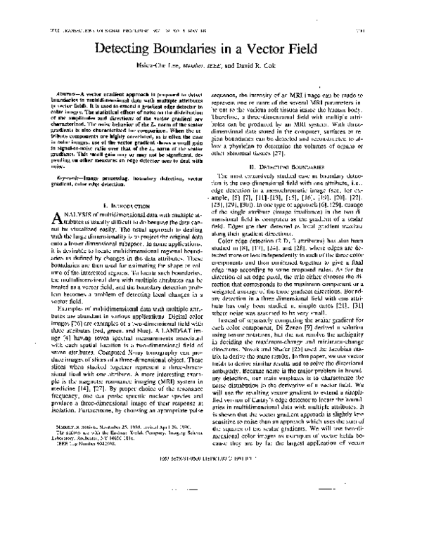 (PDF) Detecting boundaries in a vector field