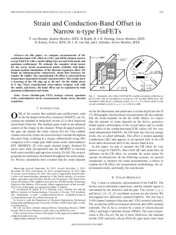 (PDF) Strain and Conduction-Band Offset in Narrow n-type FinFETs