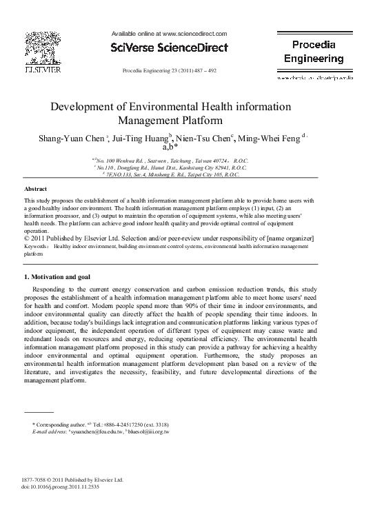 (PDF) Development of Environmental Health information Management Platform